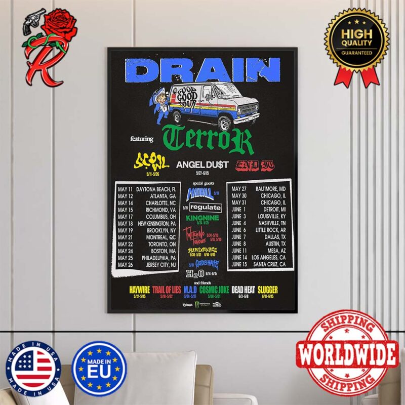 Drain The Good Good Tour 2024 Tour Dates And Line Up Home Decor Poster ...
