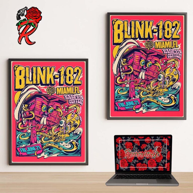 Blink 182 Poster For The Concert In Miami FL At Kaseya Center On June ...