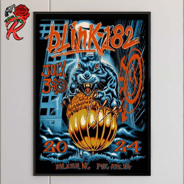 Blink 182 Poster For The Gig At Raleigh NC At PNG Arena On July 30 2024 ...