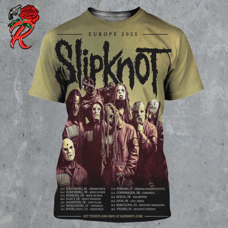 Slipknot Europe Tour 2025 Tour Dates List All Over Print Shirt - Reverholic